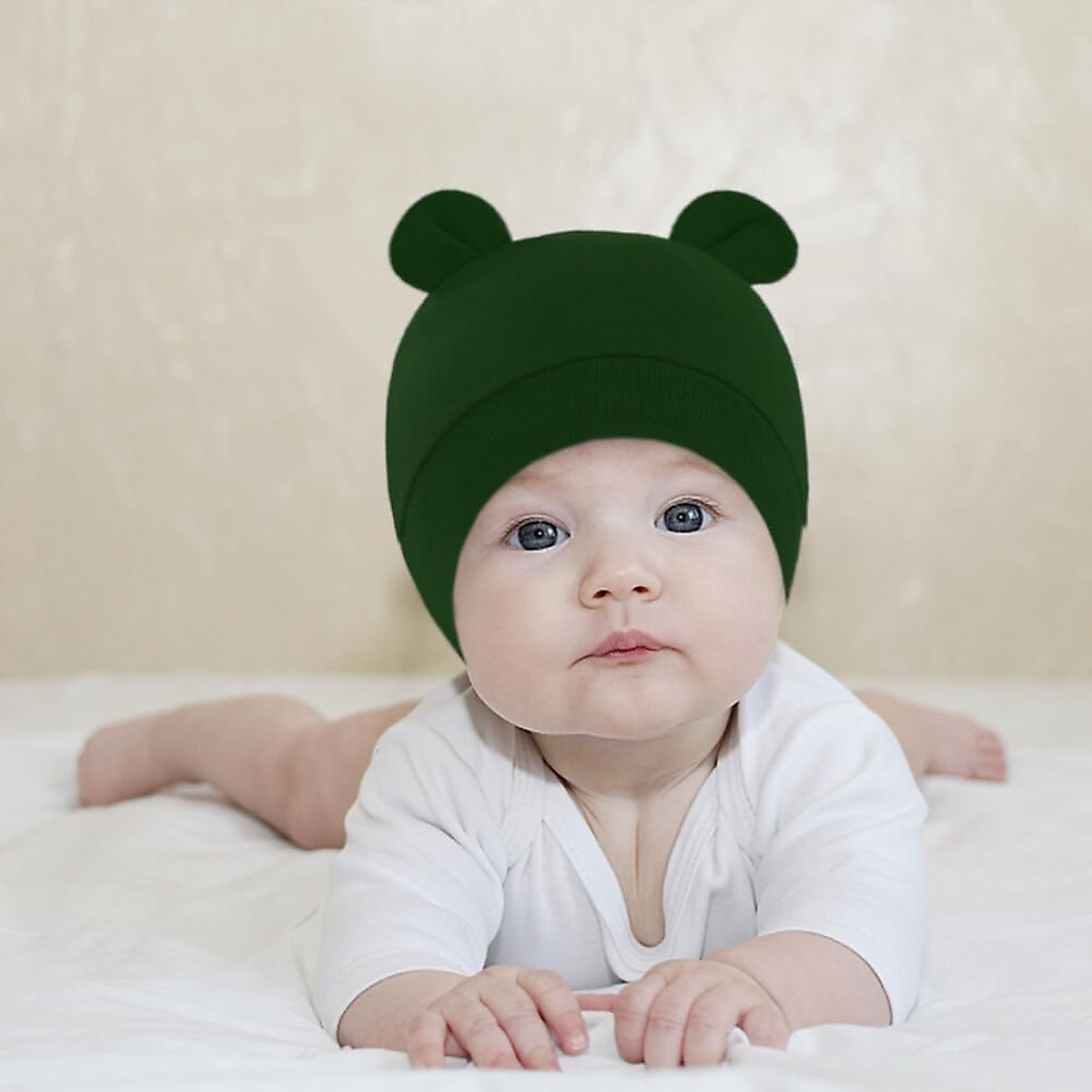 4 Sets Newborn Baby Hat and Mitten Set, Cute Animal Ears Beanies and No Scratch Mittens for 0-12 Months