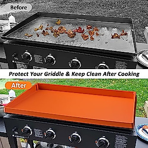36" Silicone Griddle Mat, Upgrade Full-edge Griddle Top Covers for Blackstone 36 Inch, All Season Cooking Protective Cover, Protect Griddle from Rodents, Insects, Debris and Rust (Orange)