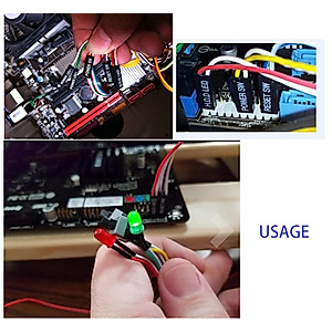 Warmstor 2 Pack Desktop Computer Case Motherboard On/Off/Reset/HDD Switch Power Cord PC Power Button Switch Power SW Cable ATX Case Front Bezel Wire with Red Green LED Indicator Light 2-Pin 27-inch