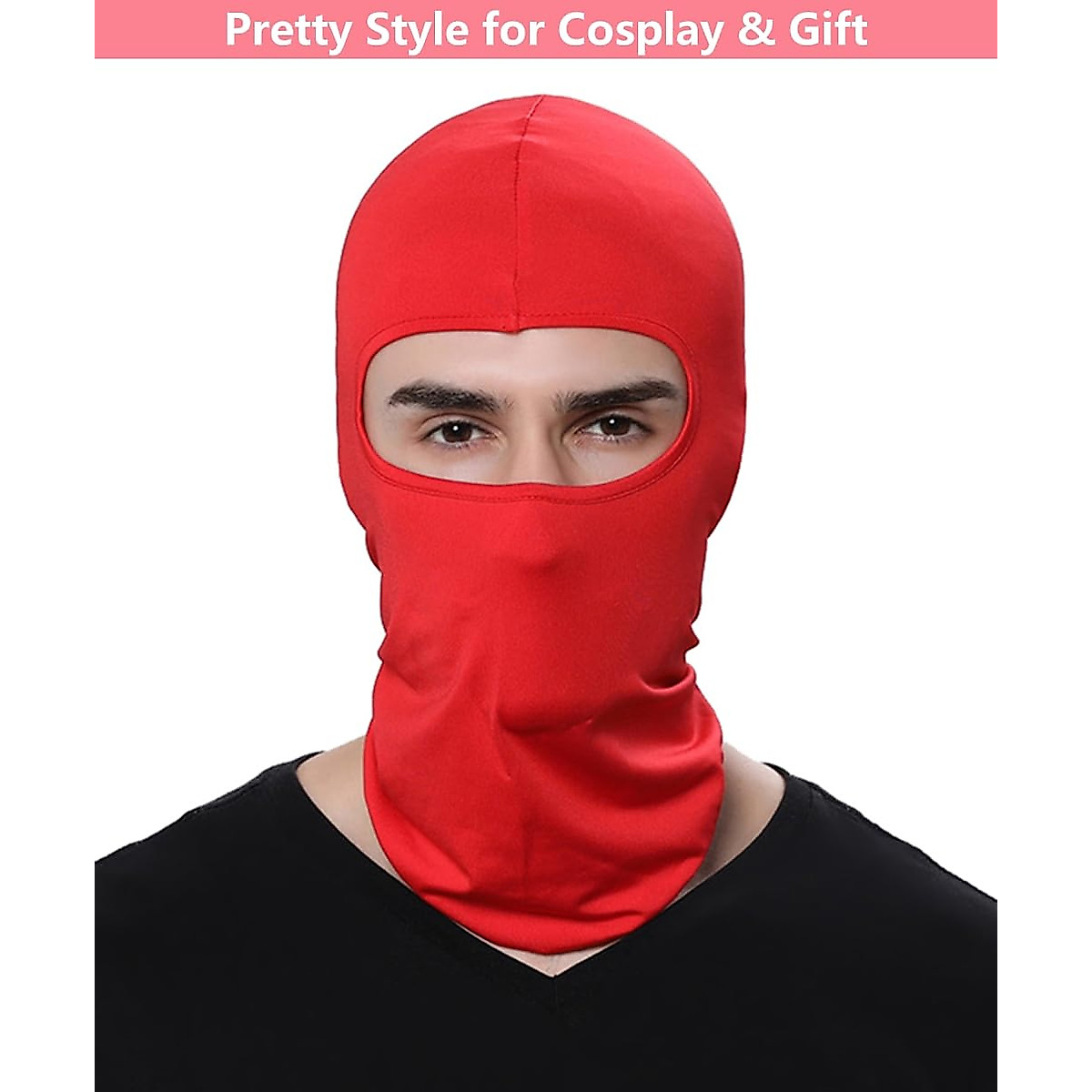 Balaclava Ski Mask Head Mask Full Face Mask Windproof Face Cover Sun UV Protection Scarf Men Women Outdoor Sport Cycling Cap (Red)