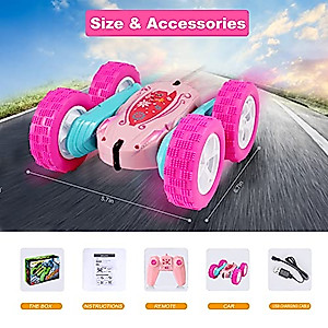 FREE TO FLY Rc Stunt Cars: Double Sided 360°Flip Rotating 4WD Race Car Toy For Outdoor & Indoor for 6 7 8 9 10 11 12 Year Old Girls Boys Birthday Gift for Kids Ages 6+