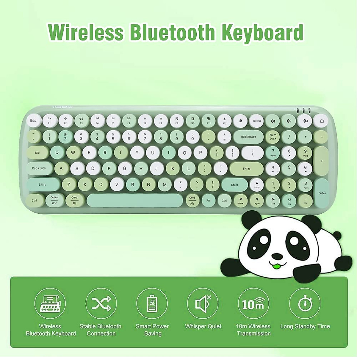 Wireless Bluetooth Keyboard, Universal Portable Multi?Device Keyboard for Bluetooth 5.1 Wireless Keyboard for Laptop Mobile Phone Tablet(Green)