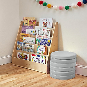 ECR4Kids SoftZone Floor Cushions, Round, Flexible Seating, Light Grey, 6-Piece