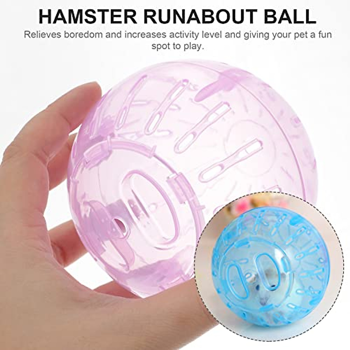 ULTECHNOVO Hamster Ball, Hamster Running Ball 10cm Transparent Run Exercise Ball Portable Mini Ball Hamster Plaything Toy Pets Cage Accessories for Small Animal Pets