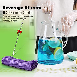 Glass Pitcher with Lid 68oz Water Jug Pitcher Stainless Steel Iced Tea Carafe Pitcher Drip-Free Heat Resistant Borosilicate Glass for Juice Milk Coffee Wine Cold & Hot Beverage with Beverage Stirrer