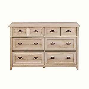 Walker Edison Modern Farmhouse 6-Drawer Framed Dresser with Half-Moon Handles, 52 Inch, White Oak