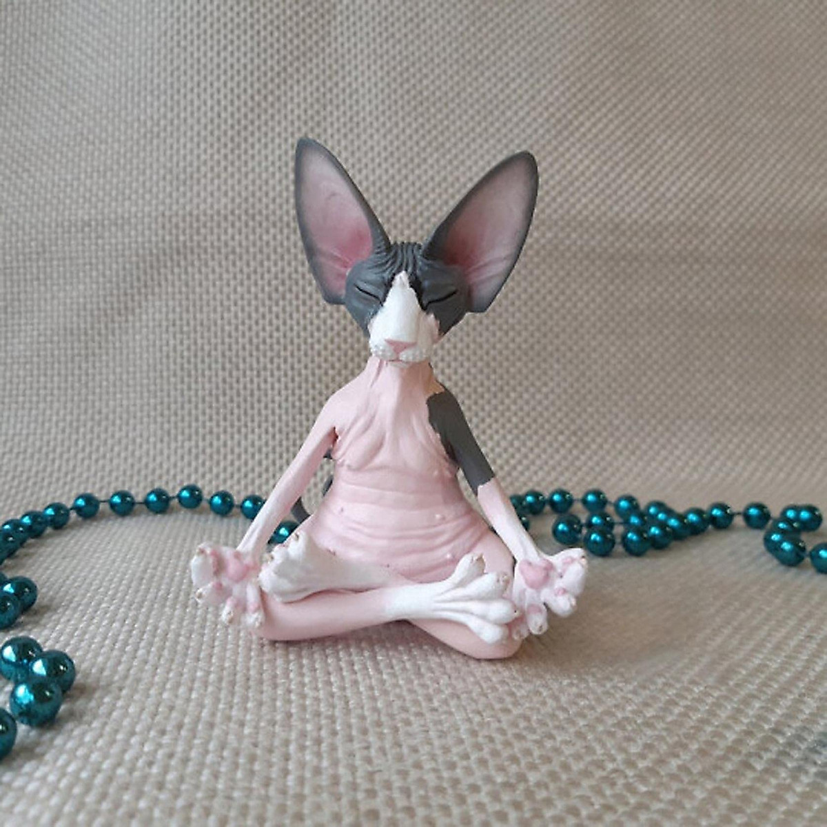 Taktom Sphynx Cat Meditate Collectible-Yoga Buddha Zen Garden Gnome Statue Figurine -Funny Unique Gnomes Lawn Ornament Figure Sculpture-Best Art Décor for Indoor Outdoor Home Or Office (C)