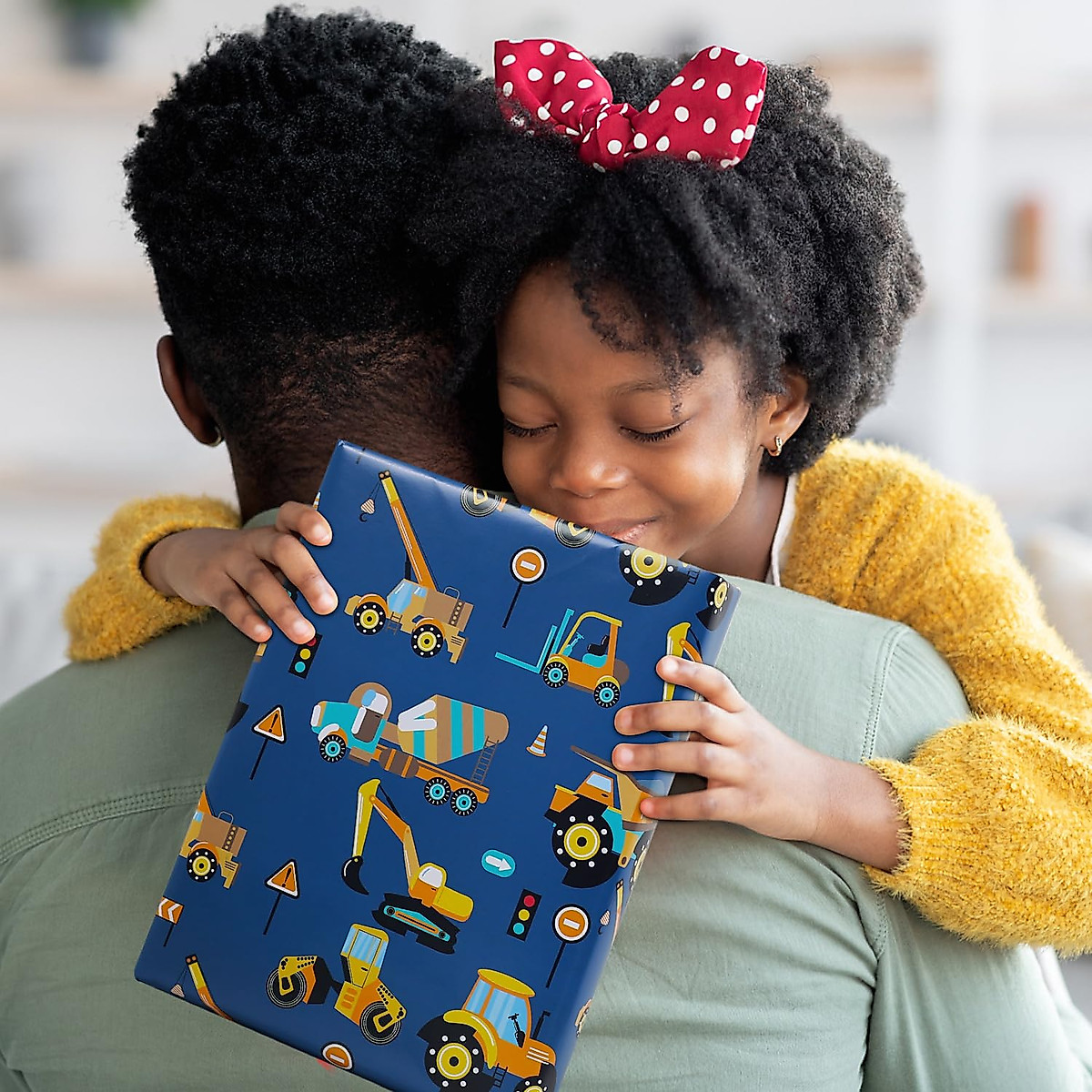 Road Under Construction Excavator Tractor Dump Truck Wrapping Paper for Kids Boys, Birthday Wrapping Paper Construction Design 7 Sheets Folded Flat 20x28 inches per Sheet for Birthday Baby Showers