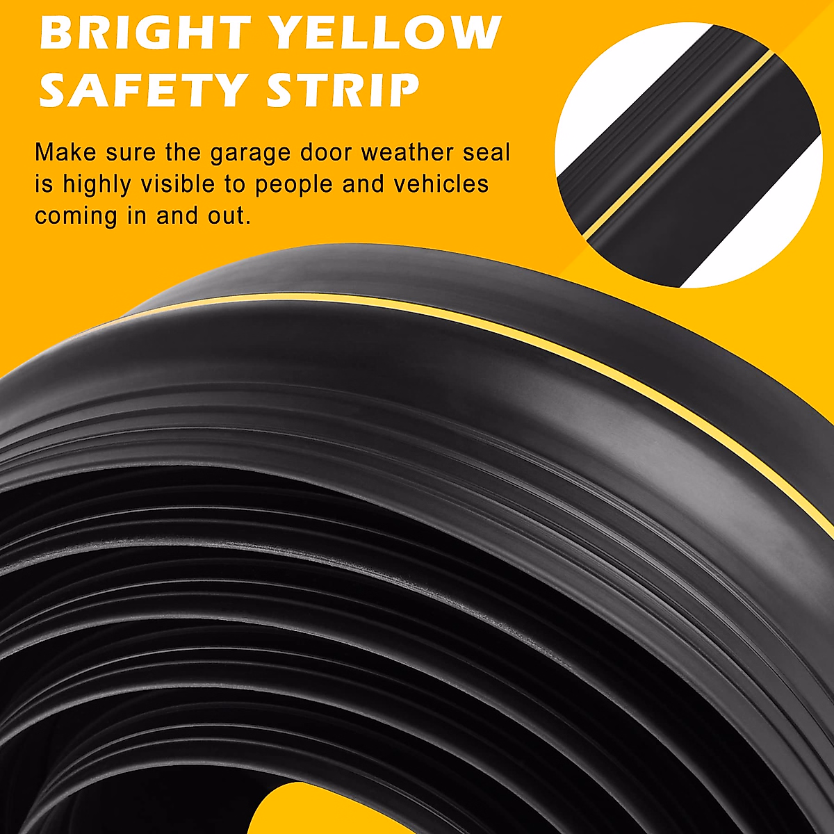 20Ft Universal Garage Door Bottom Threshold Seal Strip with 20oz Glue Gel, Weatherproof Rubber DIY Weather Stripping Replacement - Black
