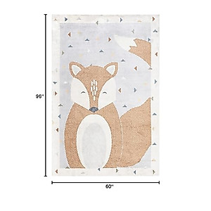 nuLOOM Talia Bashful Fox Kids Machine Washable Area Rug, 5x8, Beige