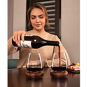 Stemless Wine Glasses Set of 4-17oz，Red White Wine Glasses Hand Blown Crystal - Unique gifts for him/her for wedding, birthday, Christmas, Mother's Day, father's day, anniversary - clear