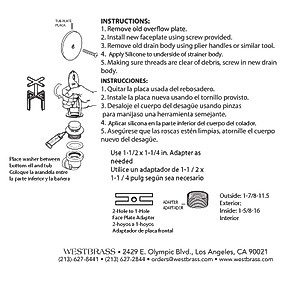 Westrbass Tip Toe Universal Tub Trim with One-Hole Faceplate, Satin Nickel, D931K-07