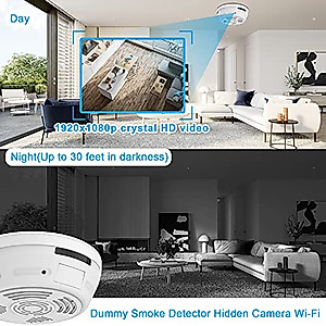 nanshiba Hidden Camera Smoke Detector, Spy Camera for Home Surveillance with Night Vision Motion Detection, 1080P Security Cameras Indoor Wireless, Nanny WiFi Cam, 180 Days Battery Power
