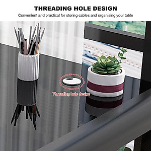 TopJia Tempered Glass Computer Desk, Large Office Desk with Storage Shelves, Modern Simple Gaming Table with Metal Frame, Writing Study Desk for Home Office Workstation(80cm/31inch, C), 1750318