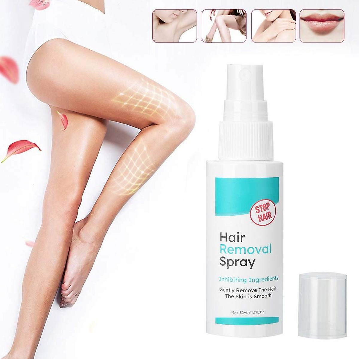 Hair Remover Spray, Body Hair Removal Cream, Inhibitor Painless Permanent Depilatory Cream Nourishing Hair Inhibitor For Men and Women(50ml)