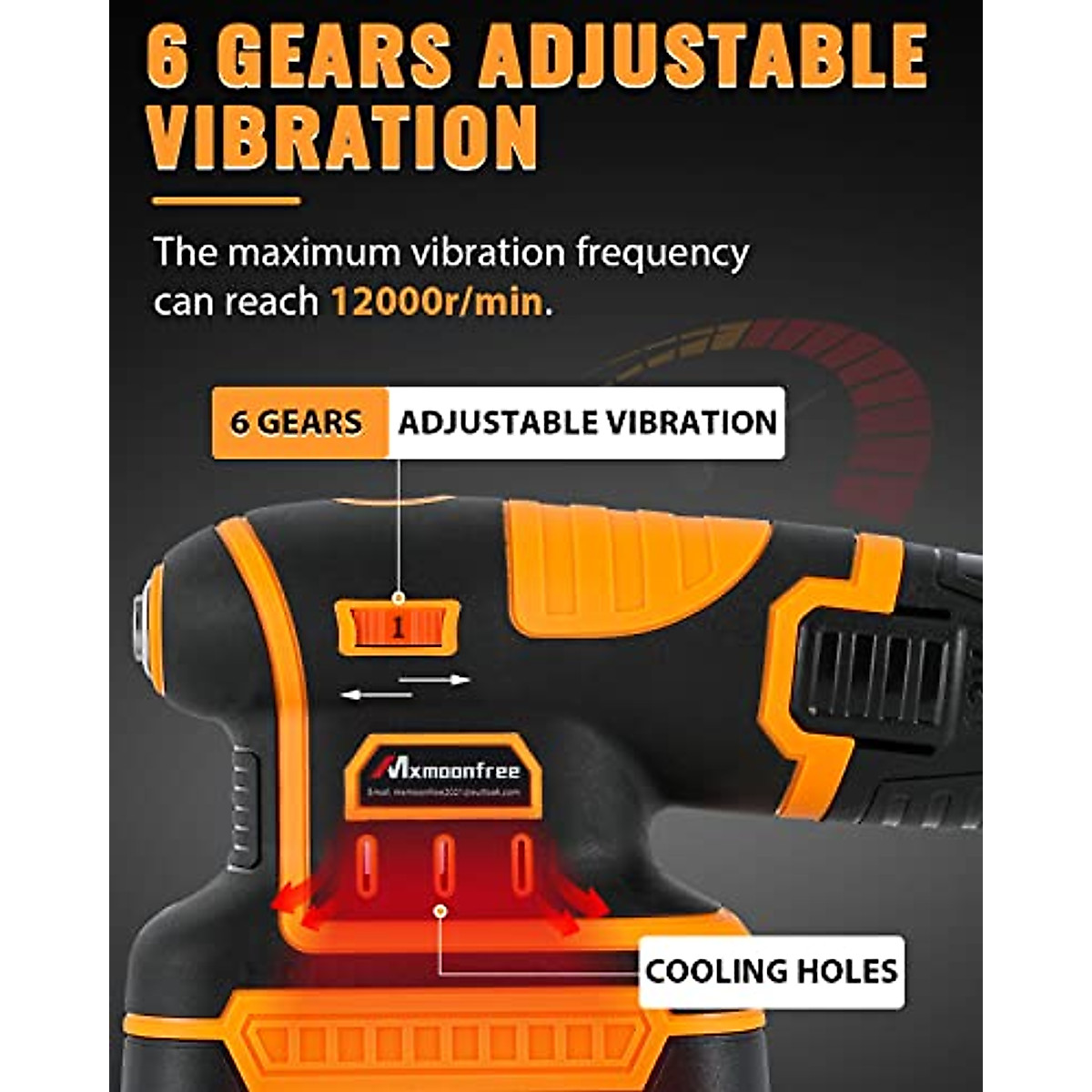 Mxmoonfree Tile Vibrator Tile Tools for Installation Vibrating Tool with 6 Gears Adjustable Vibration, 2 Pcs Battery, NO Suction Cup