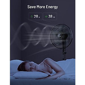 Mirdred Fans for Home Bedroom, 18'' Standing Floor Fans for Home,12 Speeds Oscillating Fan with Remote, Pedestal Fan with Adjustable Height,3 Wind Modes,18H Timer, 85° Oscillation