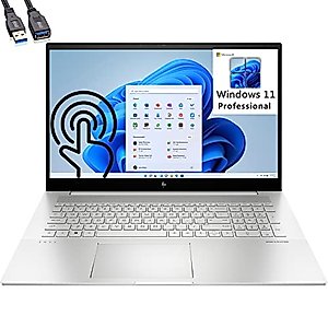 HP Envy 17 17.3" FHD Touchscreen Business Laptop Computer, 12th Gen Intel 12 Cores i7-1260P, 64GB DDR4 RAM, 2TB PCIe SSD, WiFi 6, Bluetooth 5.3, Backlit Keyboard, Silver, Windows 11 Pro