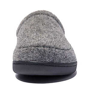 NewDenBer Men's Cozy Memory Foam Slippers Soft Felt Wool Slip on Indoor Outdoor Clog House Shoes (10-10.5 D(M) US, Grey)
