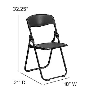 Flash Furniture 6 Pack HERCULES Series 500 lb. Capacity Heavy Duty Black Plastic Folding Chair with Built-in Ganging Brackets