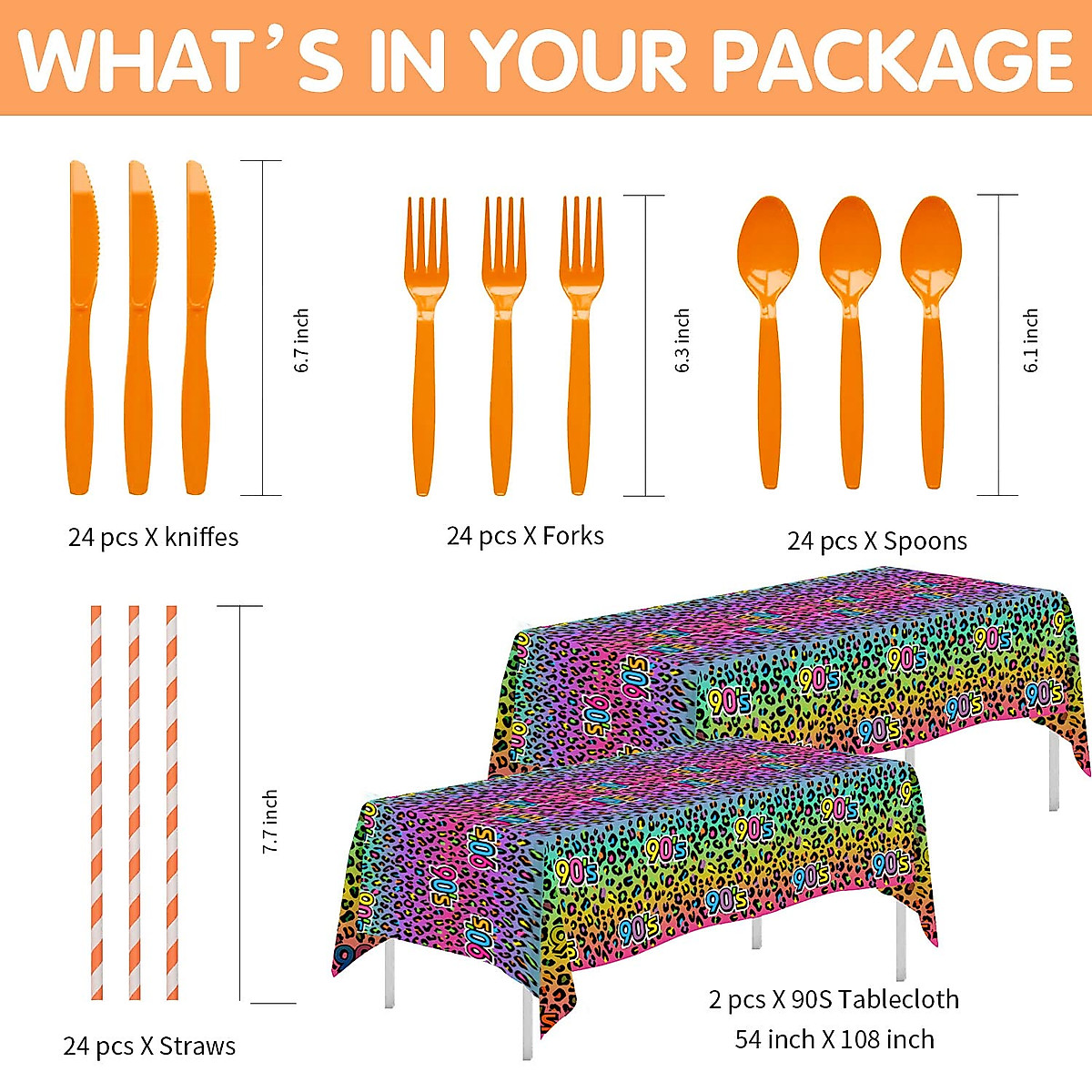 HIPVVILD 90's Party Decorations Tableware - 90s Theme Birthday Party Supplies Include Paper Plate, Cups, Napkins, Tablecloth, Cutlery, Straw, 90s Theme Birthday Party Decorations Dinnerware | Serve 24