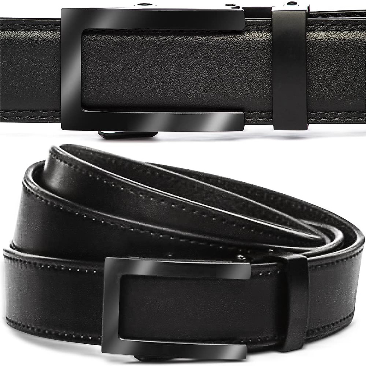 MONTABLEU Handcrafted Mens Ratchet Dress Belt Customizable Fit, Matte Black