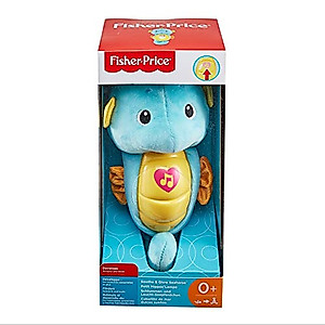 Fisher-Price Musical Baby Toy, Soothe & Glow Seahorse, Plush Sound Machine with Lights & Volume Control for Newborns, Blue