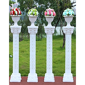 TABLECLOTHSFACTORY 4 Pillars/Set Venetian Roman Wedding Columns Holds Flower Plates 41" Tall(Height Adjustable)