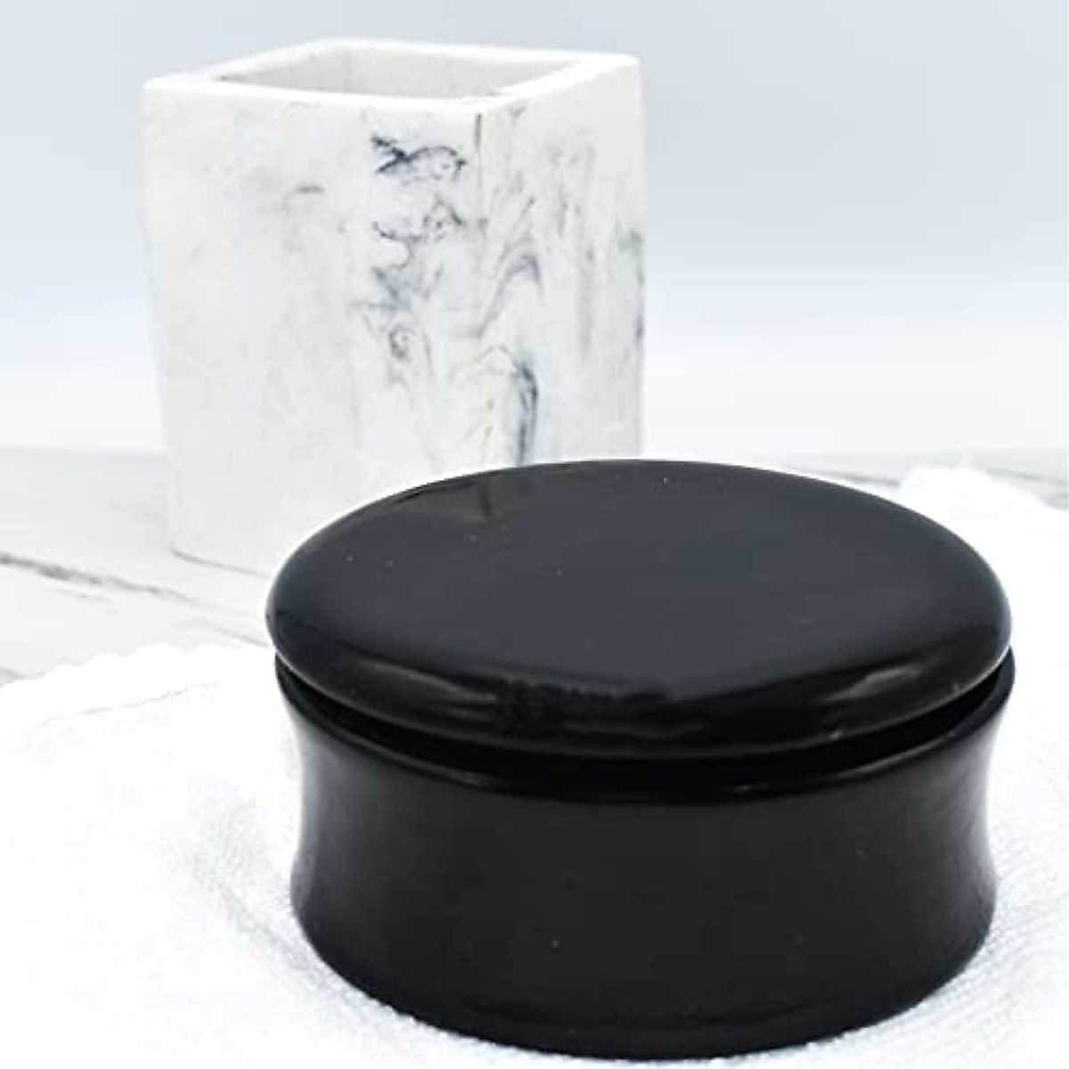 Parker Genuine Mango Wood Hand Carved Shave Soap Bowl - Black Lacquer