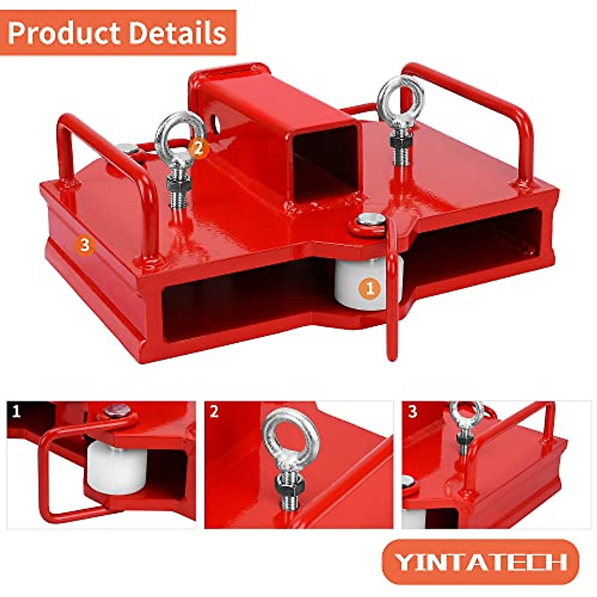 YINTATECH 2" Trailer Hitch Receiver for Dual Pallet Forks, Forklift 2" Insert Towing Adapter Attachment