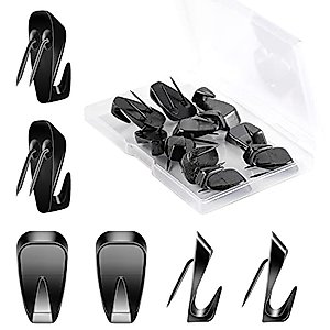 AIEX 10pcs Cubicle Hooks for Fabric Walls, Metal Push Pin Hooks Office Shelf Accessories Hanging Supplies Coat Clips Hanger Nails for Picture Clock Photo Frame Keychain (Black)