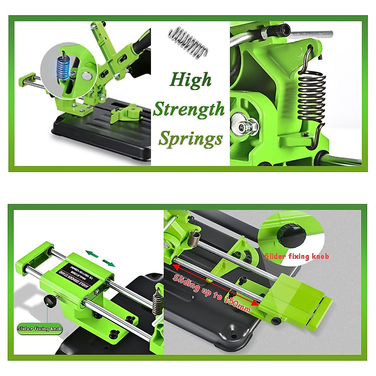 ZWSJLC Upgraded Angle Grinder Stand Sliding DIY Cutter Support Aluminum Bracket Holder iron base Suitable for 100/115/125mm angle grinder