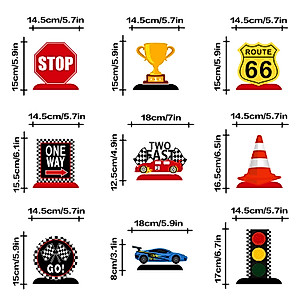 LINGTEER Race Car Two Fast Birthday Table Honeycomb Centerpieces - 9Pcs Let's Go Racing Happy 2nd Birthday Party Table Decorations Sign.