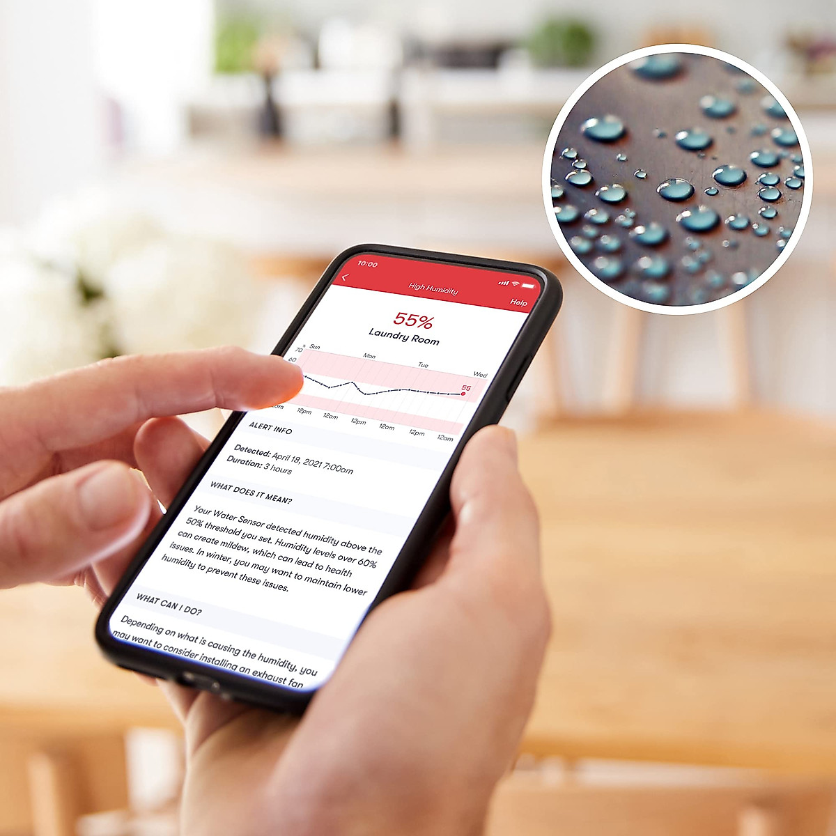 Phyn Smart Water Sensor 1 Pack, Wi-Fi Connected with Audible Alarm and Customizable Water, Temp and Humidity App Alerts
