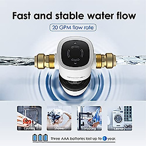 Waterdrop Spin Down Sediment Filter, Whole House Water Filter System, Auto Flushing Backwash, 40-50 Micron, Traps Sand, BPA Free, WD-PFA