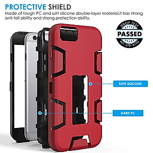 LUCKYCAT iPhone 6s Case, iPhone 6 Case, Kickstand Case for iPhone 6s, Anti-Scratch Anti-Fingerprint Heavy Duty Protection Shockproof Rugged Cover for 4.7inch iPhone 6s, Red