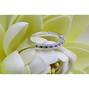 Dazzlinrock Collection Alternating Round Black and White Diamond Wedding Ring Band for Women (0.40 ctw, Color I-J, Clarity I1-I2), 14K White Gold, Size 5