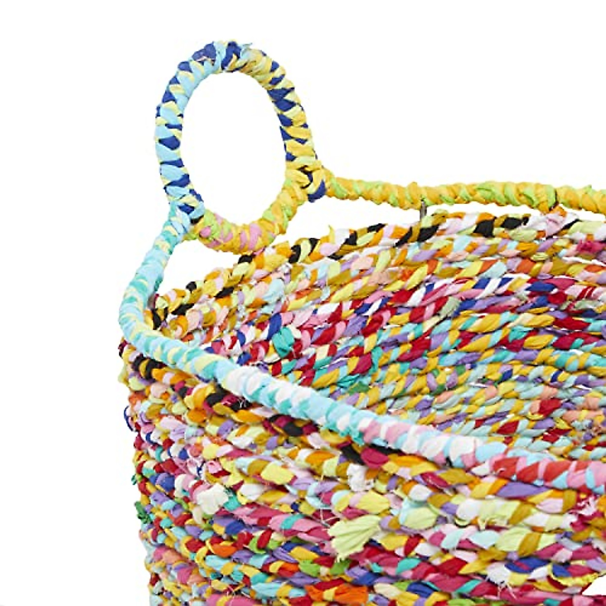 CosmoLiving by Cosmopolitan Cotton Round Storage Basket with Handles, Set of 2 16", 14"H, Multi Colored