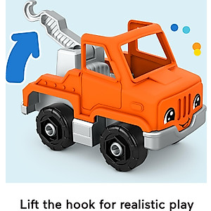 Fisher-Price Little People Toddler Toy Help and Go Tow Truck and Figure for Pretend Play Kids Ages 1+ Years