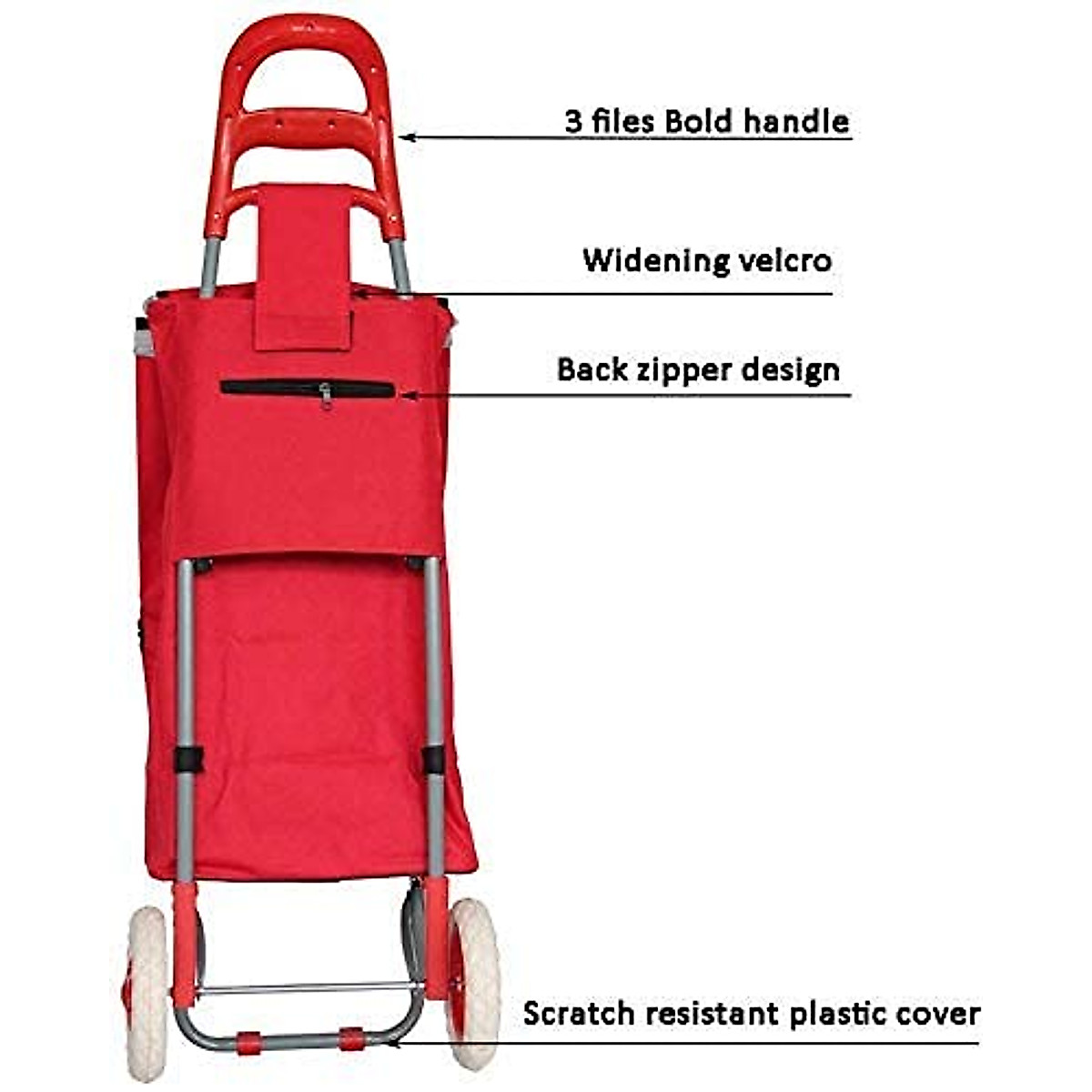 Shopping Trolley on Wheels Multi Function Shopping Cart Fashion Folding Grocery Portable Trolley Thick Aluminum Frame Waterproof Cloth Storage Hand Trucks,Black,36 * 28 * 100Cm ,