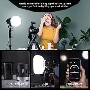 Godox ML30Bi Handheld Bi-Color LED Video Light, Portable Studio LED Continuous Light 2800K-6500K, 41000 lumens CRI 96+ TLCI 97+, 21 FX Effects, APP Control, Silent Mode, Compatible with Godox Mount
