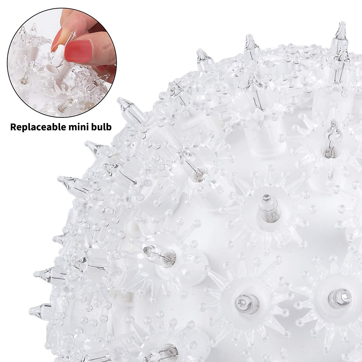 6” Christmas Starlight Sphere Outdoor Clear Lighted Ball Hanging Lights 100 Replaceable Bulbs for Xmas Indoor Party Wedding Home Commercial Decorations, Stackable Plug