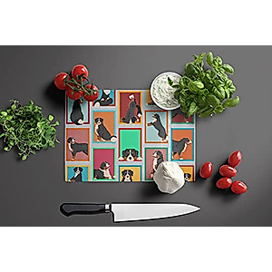 Caroline's Treasures MLM1087LCB Lots of Bernese Mountain Dog Glass Cutting Board Large Decorative Tempered Glass Kitchen Cutting and Serving Board Large Size Chopping Board
