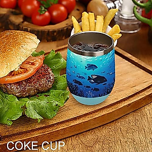 OPTKSNCU 304 Stainless Steel Insulated Cup with Lid, Fish Hover in The Sea Print Durable, And Easy to Clean – Ideal for Home, Office, And Gift Giving