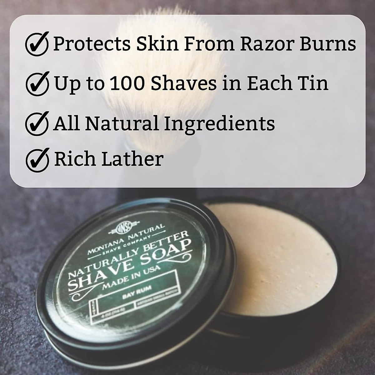 MNSC Mountain Man Artisan Small Batch Shave Soap for a Naturally Better Shave - Smooth Shave, Hypoallergenic, Prevent Nicks, Cuts, and Razor Burn, Handcrafted in USA, All-Natural, Plant-Derived