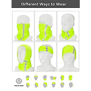 SATINIOR 8 Pieces Reflective Neck Gaiter for Men Cycling Balaclava Face Mask Cover Bandana Capuchas para el sol para Hombre Fluorescent Yellow
