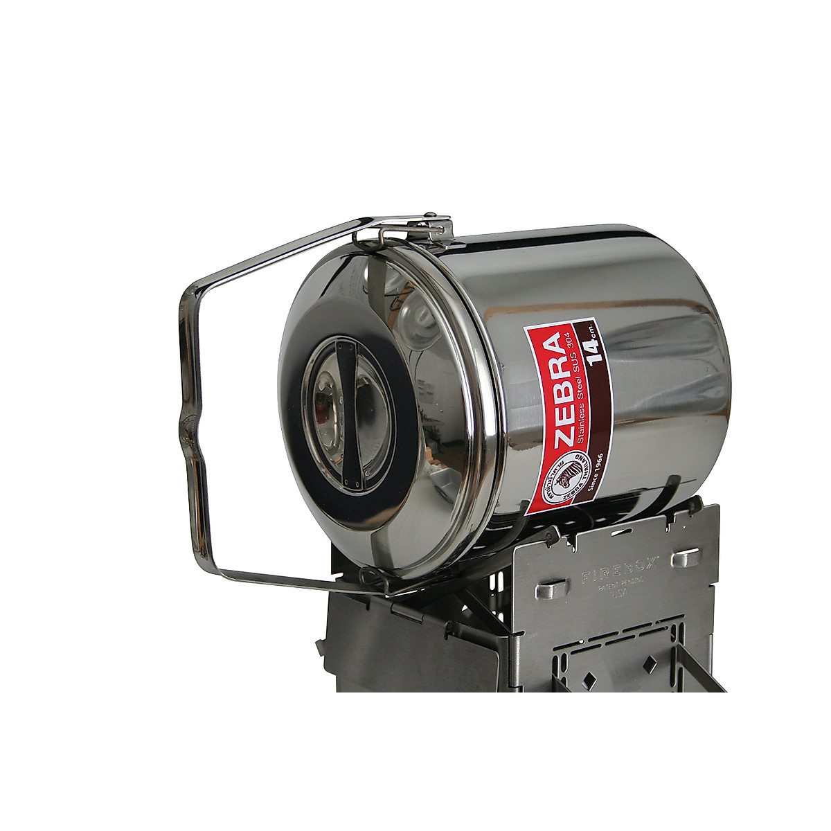 Firebox 2 Quart (5.5") Billy Can - Locking Bail Handle Bushcraft Camp Pot, SS Clips (Installed)