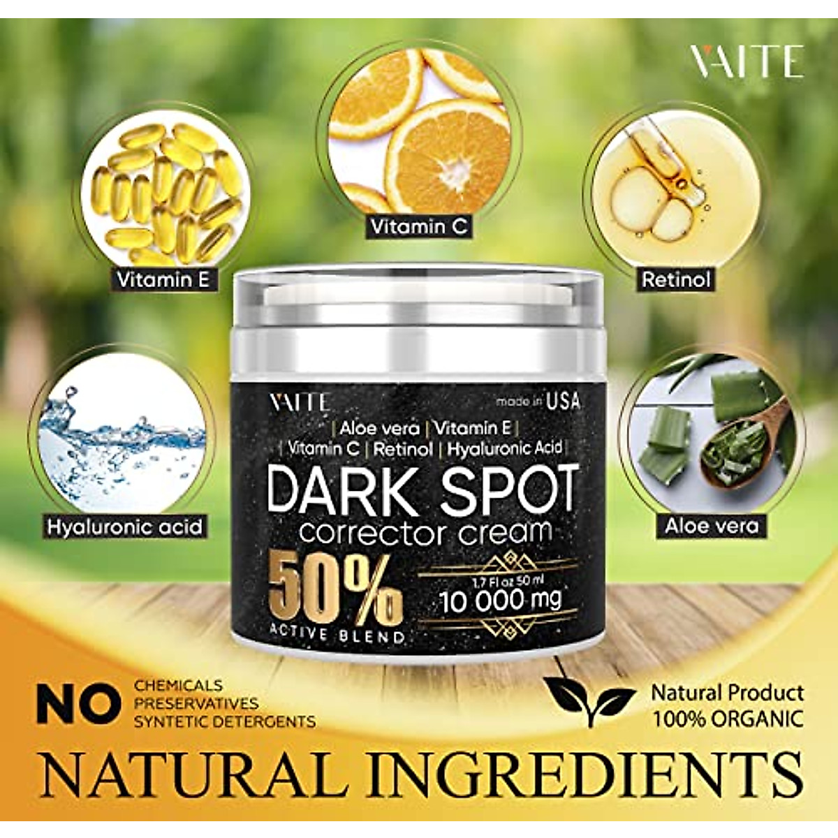 VAITE Dark Spot Remover Cream for Face, Body, Bikini and Sensitive Areas - Dark Spot Corrector - Underarm Skin Cream - Anti-Aging Effect - Sun Spots