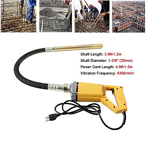 Concrete Vibrator Hand Held 800W Electric Concrete Vibrator with 1.2m(3.9ft) Copper Shaft Rod Portable Pencil Cement Vibrarator for Remove Air Bubble and Mix Concrete