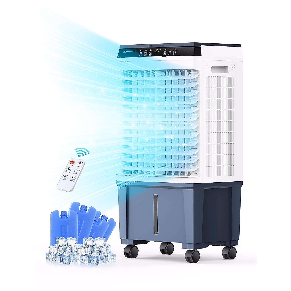 Air Choice Evaporative Air Cooler, 1800CFM Swamp Cooler with 12H Timer, Remote Control, 110° Oscillation & 5.3 Gal Water Tank, 4 Ice Packs, 3 Speeds, 3-in-1 Evaporative Cooler for Outdoor Indoor Use